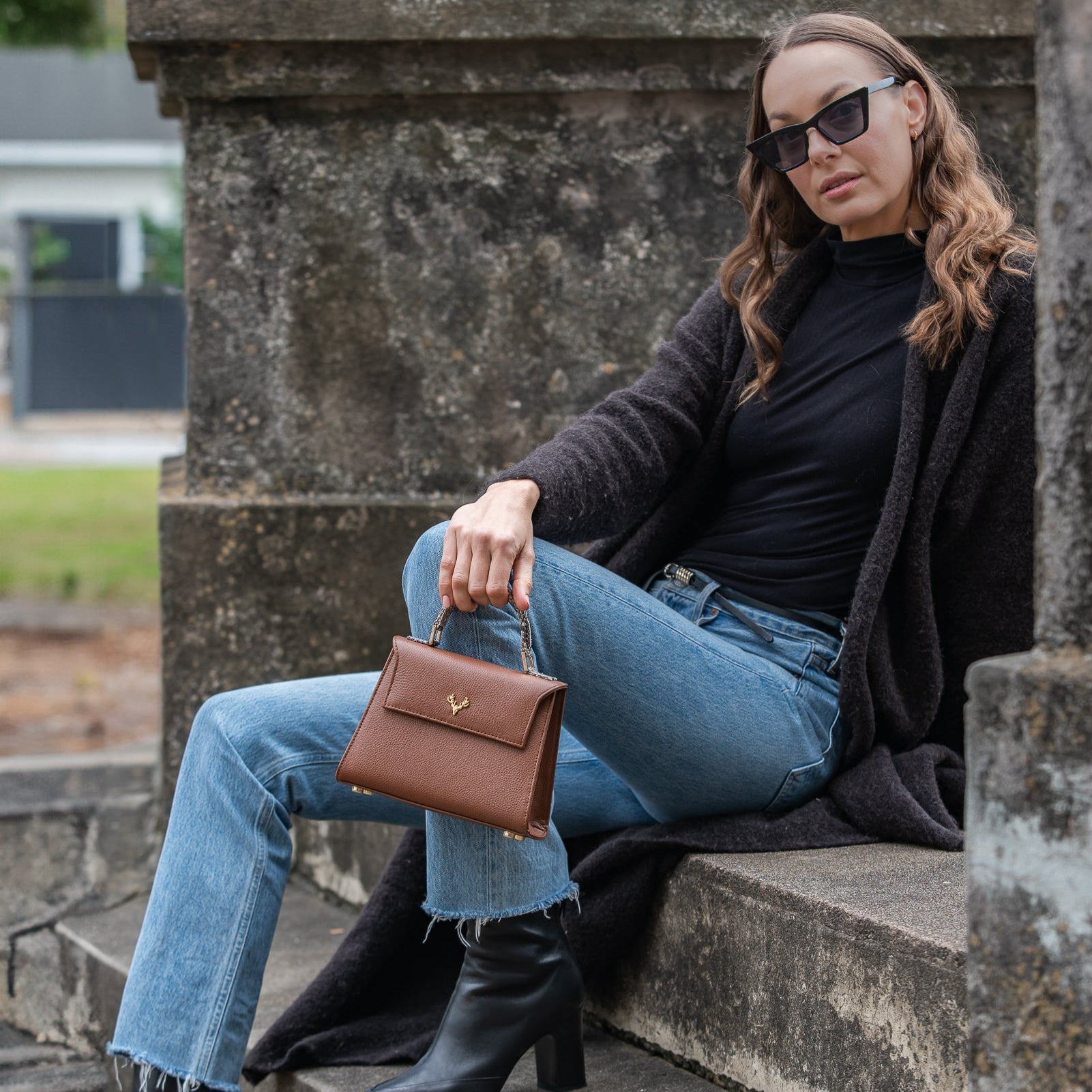 Jessica Mini Leather and Python Top Handle – Taxidermy